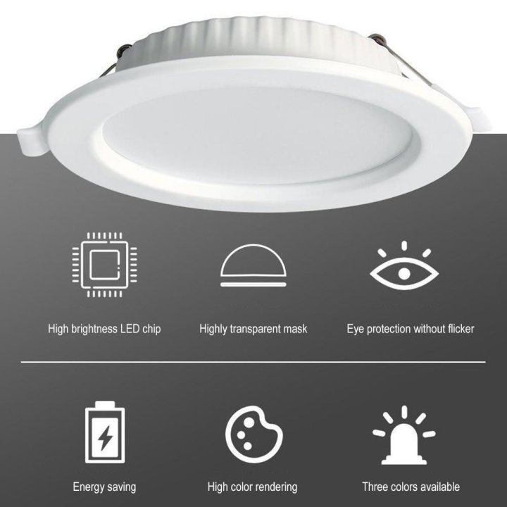 Ultra Thin Led Ceiling Light Tri Color Recessed Downlight Spot Light ...