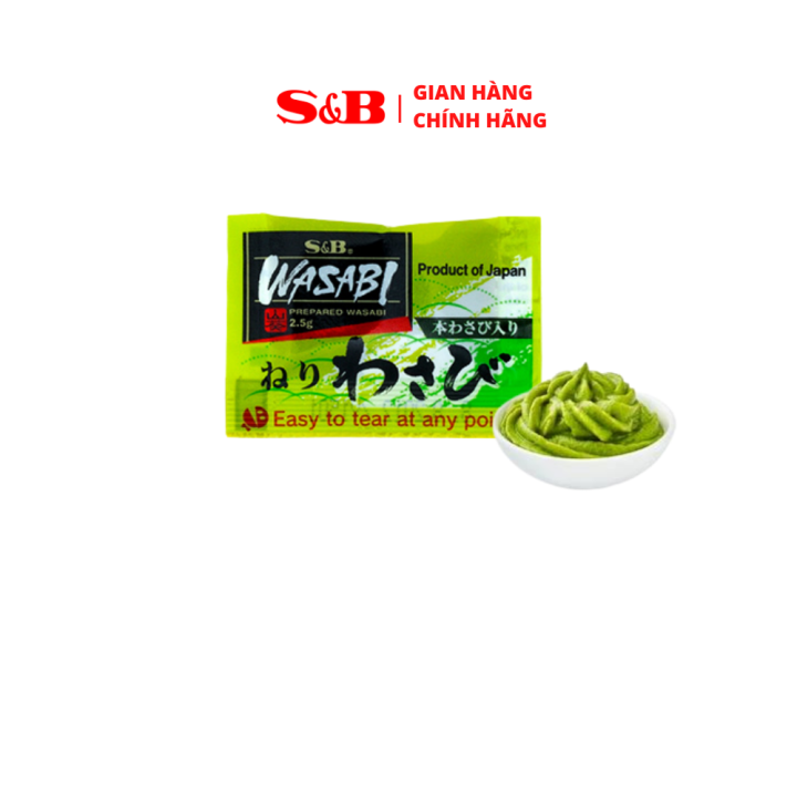 Gia vị Wasabi S&B Premium Wasabi Paste in Tube 2.5g/gói (Lốc 500 gói - 1.25kg) | Lazada.vn