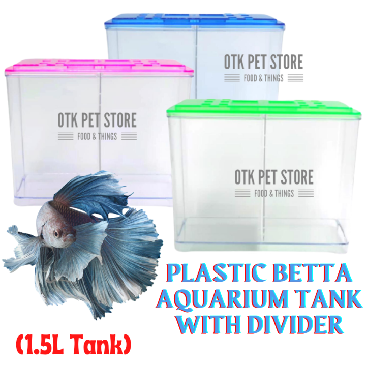Betta Fish Plastic Aquarium With Divider (Random Color)/Betta Fish ...