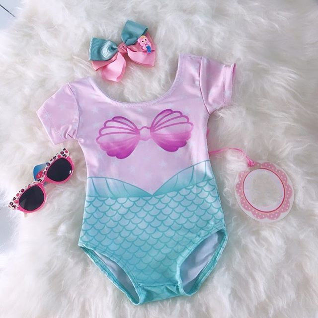 Kids Baby Girl Mermaid Swimwear Summer Short Sleeve One-Piece Swimsuit ...