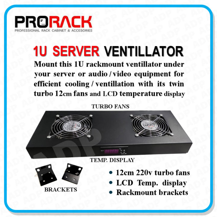 PRORACK 1U Server Rack Mount Twin Fan with temperature display 220v ...