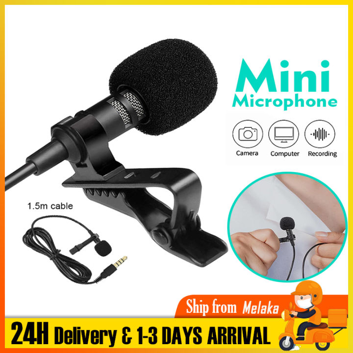 Mini USB Microphone 3.5mm Audio Video Record Jack Mini Clip-on Lapel ...