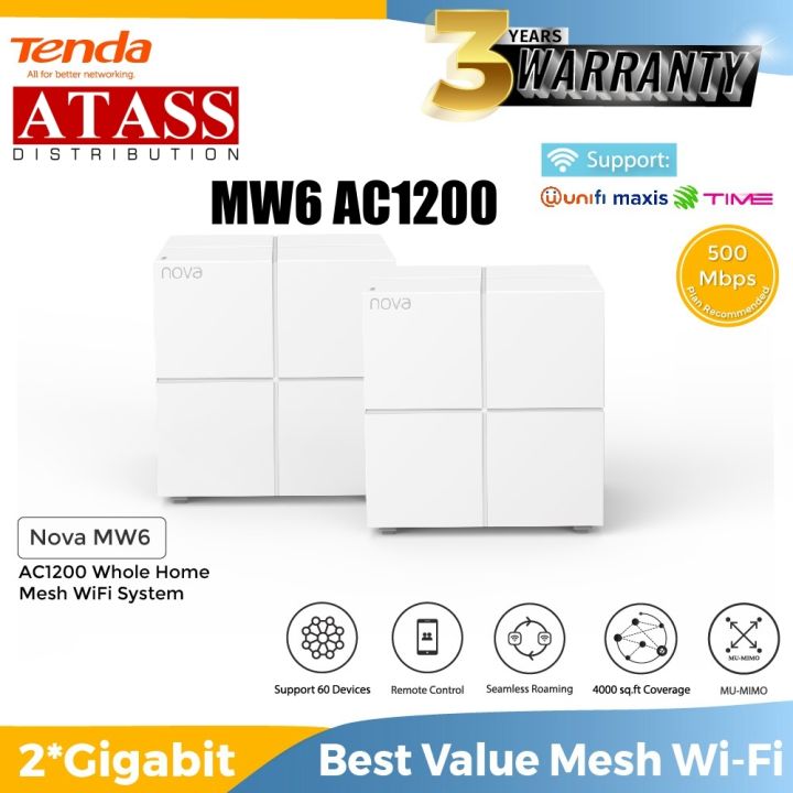 Tenda Nova Mw6 Gigabit Ac1200 Whole Home Mesh Wifi System Router | Lazada