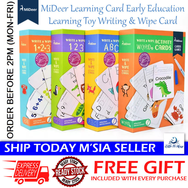 [Little B House] Write & Wipe Learning Card Alphabet Words Math ...