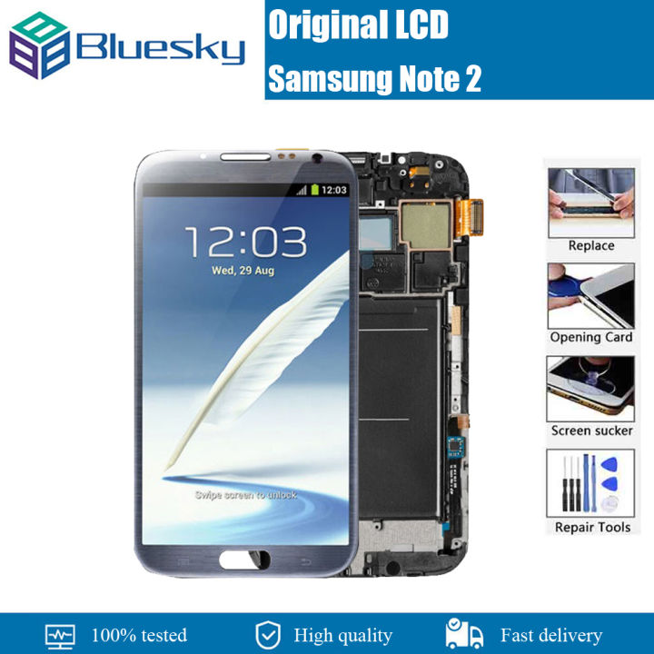 Note2จอแอลซีดีสำหรับซัมซุง AMOLED LCD ของแท้หน้าจอสัมผัสจอ N7105 2 N7100พร้อมกรอบ | Lazada.co.th
