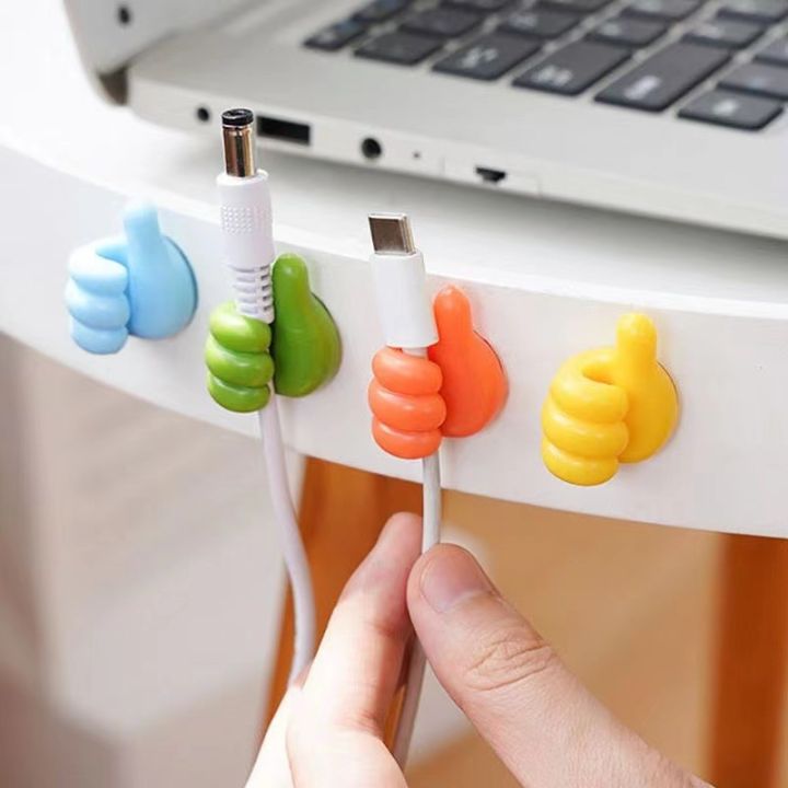 Silicone Wall Hook Thumb Up Shape Cable Holder Organizer Wire Clips ...
