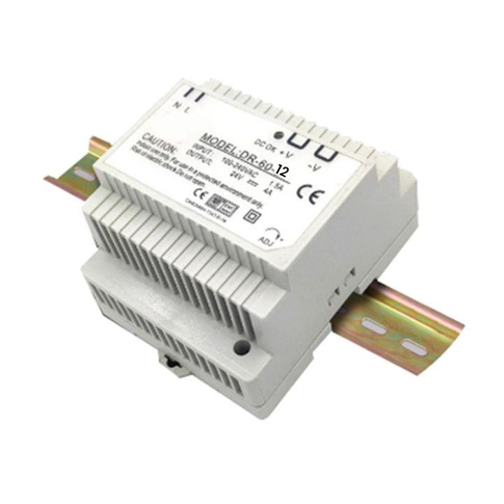 DR-60-12 Transformer 12 Volt 5 Amp Industrial Din Rail Power Supply ...