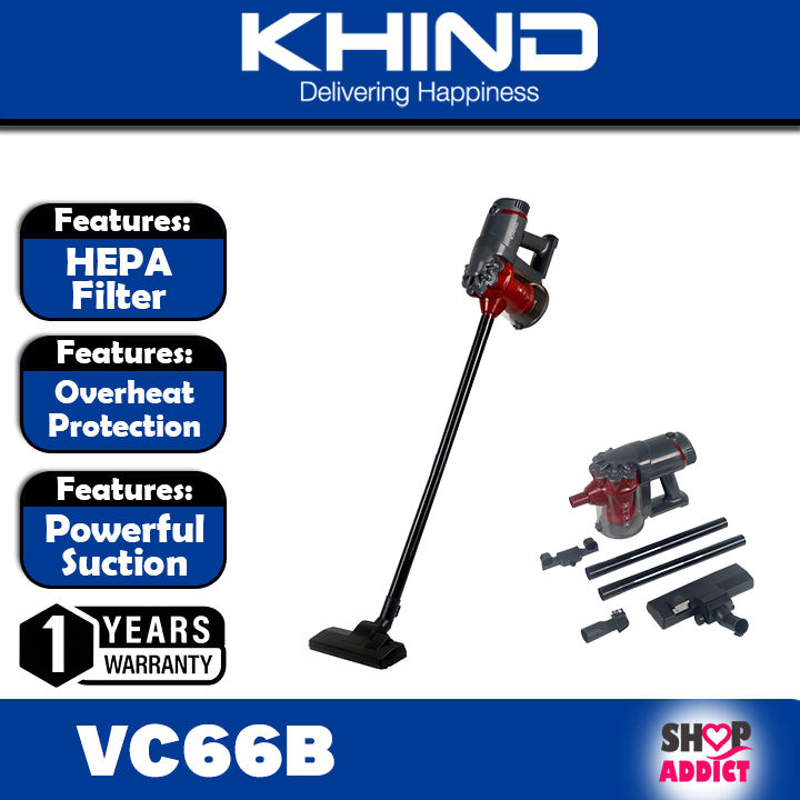 KHIND VC66B Powerful Suction Stick Wired Vacuum with Hepa Filter ...