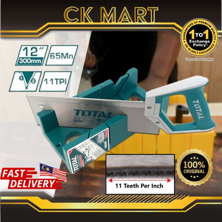TOTAL Mitre Box and Back Saw Set THT59126/Mitre Box With Tenon Saw Wainscoting Miter Storage 45 ...