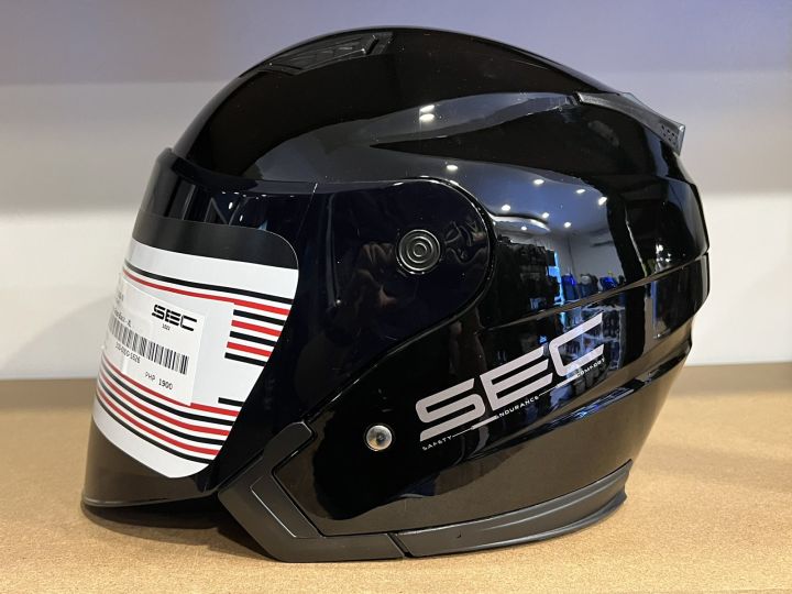 SEC Windy Solid Gloss Black Half Face Helmet DSEC-01002 | ICC and DOT ...