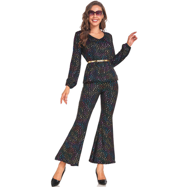 Ladies 60s 70s Retro Hippie Go Go Girl Disco Costume Fancy Dress Hen ...