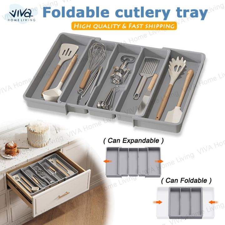 Cutlery Holder, Drawer Expandable Storage tray, Adjustable Cutlery ...