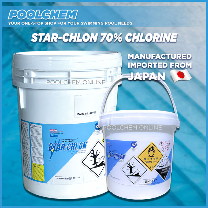 POOLCHEM Star-Chlon 70% Chlorine Made in Japan for Swimming Pool 5 Kilo ...