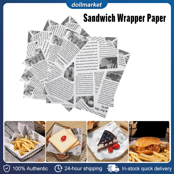50/100Pcs Baking Wax Pape Sandwich Wrapper Paper French Fries Liner ...