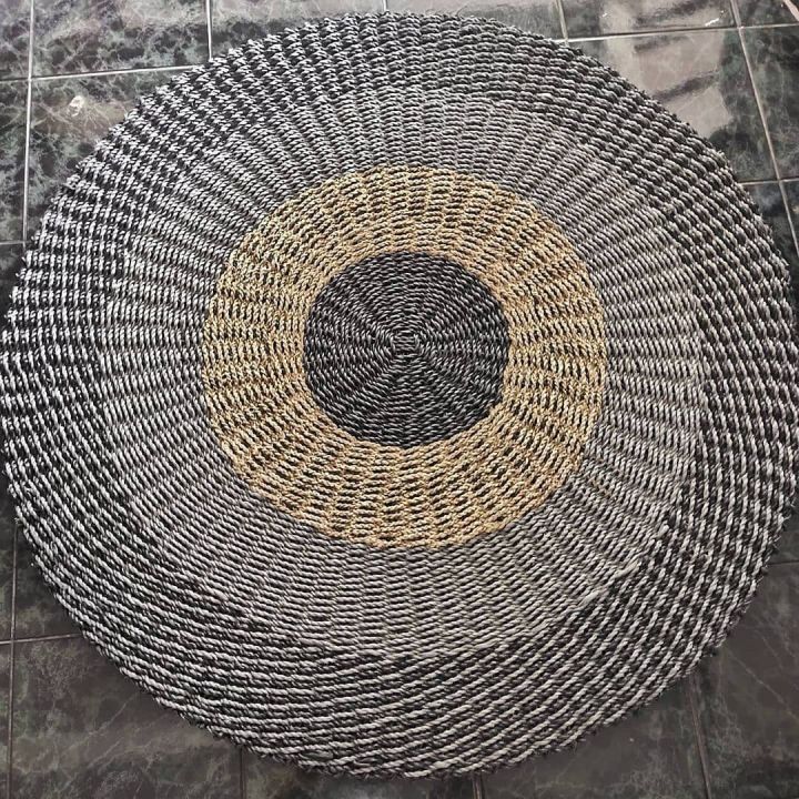 Rug karpet tikar anyaman anyam Rotan seagrass bulat perlengkapan ...