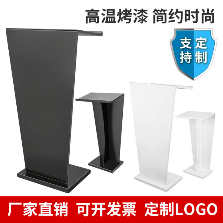 Wooden podium black reception desk welcome desk restaurant ordering ...