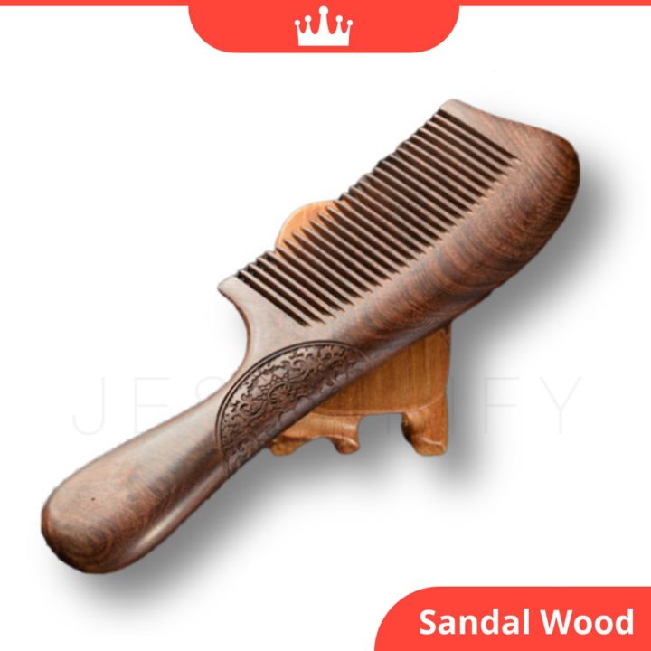 Natural Standard Double Sided Carving Black Sandalwood Anti Static Hair ...