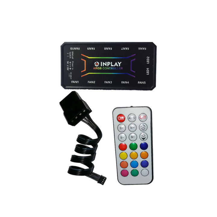 Inplay RGB Hub Controller with Remote For 6Pin Fan with 5v/3pin Convert ...