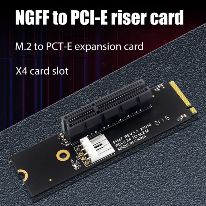 NGFF M.2 to PCI-E 4X Riser Card M2 M Key to PCIe X4 Adapter with LED Indicator SATA Power Riser ...