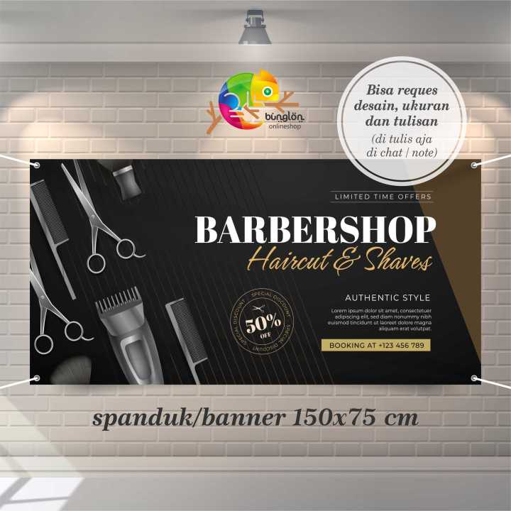 Spanduk Banner Pangkas Rambut Barbershop Simple Custom Tulisan Model ...