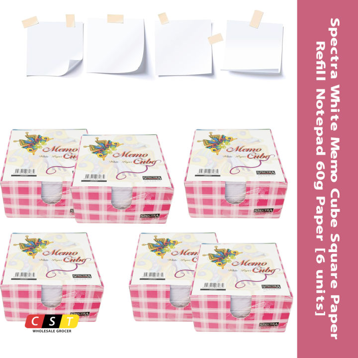 Spectra White Memo Cube Square Paper Refill Notepad 60g Paper [6 units ...
