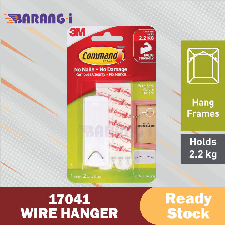 3M Command 17041 2.2kg Wire Back Hang Picture Hanging Frame Hook Wall ...
