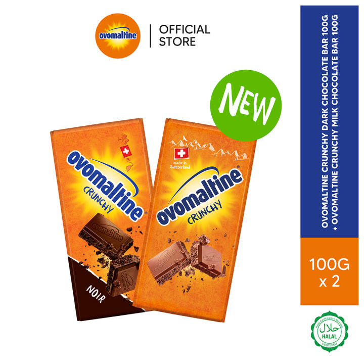 [Bundle of 2] Ovomaltine Crunchy Chocolate Bar 100g - Milk and Dark ...