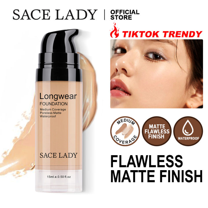 SACE LADY Poreless Foundation Cream Matte Finish Makeup Liquid Base Oil ...
