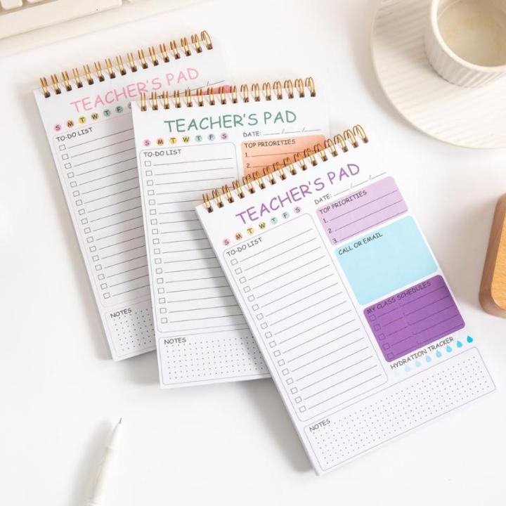 Professional Teacher Daily Planner Twin Coil Binding Memo Pad 52 Sheets ...