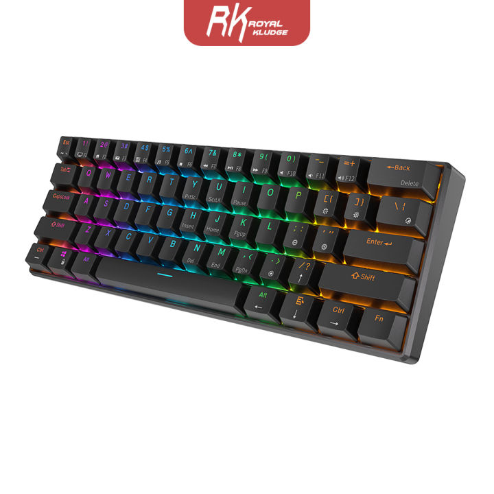 RK61 ROYAL KLUDGE 60% Mechanical Keyboard 61 Keys Ultra-Compact RGB Wireless Bluetooth Gamer ...