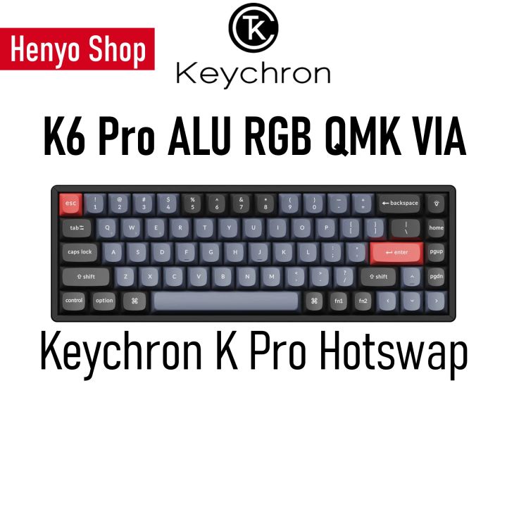 Keychron K6 Pro QMK Wireless Mechanical Keyboard RGB ALU HotSwap 68 ...