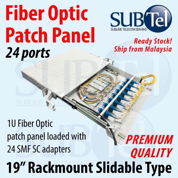 1U 24 Port Fiber Optic Patch Panel 19 rack Rackmount Slidable Type Rack ...