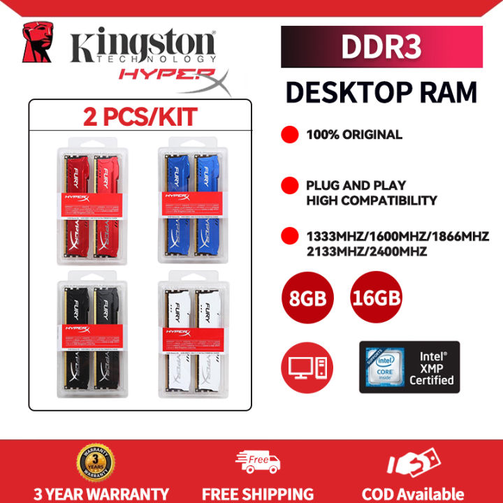 Kingston HyperX Fury (2PCS/KIT) DDR3 Desktop RAM 8GB 16GB 1333MHZ 1600MHZ 1866MHZ 2133MHZ ...