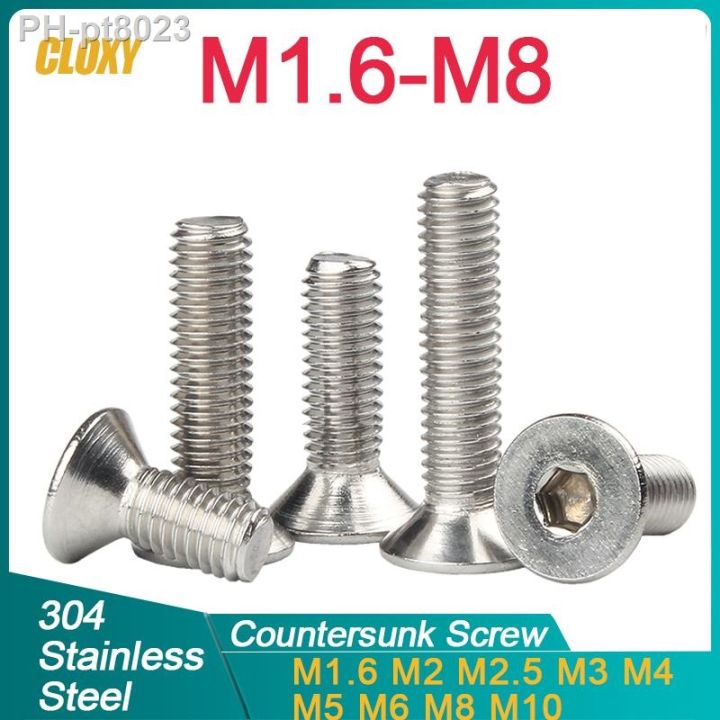 M1.6 M2 M2.5 M3 M4 M5 M6 M8 M10 304 Stainless Steel Hexagon Hex Socket Countersunk Screw Flat ...