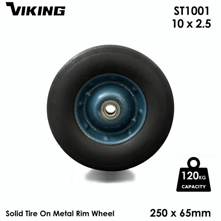RUBBER WHEEL on Metal Rim with Double Ball Bearings for Hand truck ...