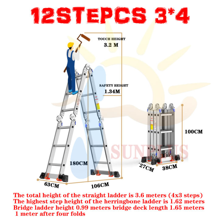 Heavy duty Folding Multi Purpose Aluminum Ladders Telescopic Extension ...