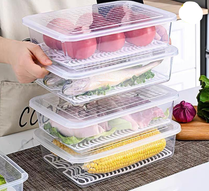 YMC Kitchen Rectangular Refrigerator Drain Fresh Keeping Box Big Food ...