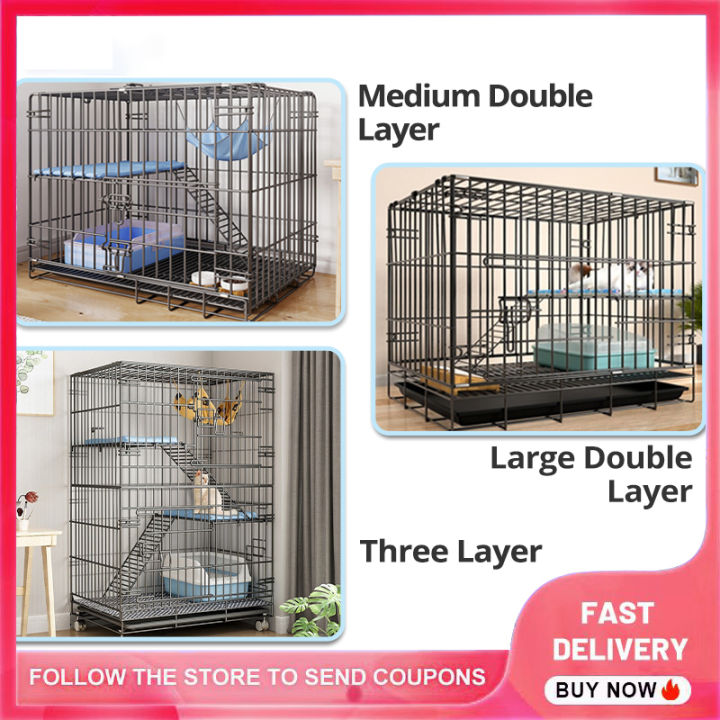 3 Layer Cat Cage Large Pet Cat Villa Easy Assemble Cage Pet Cage ...