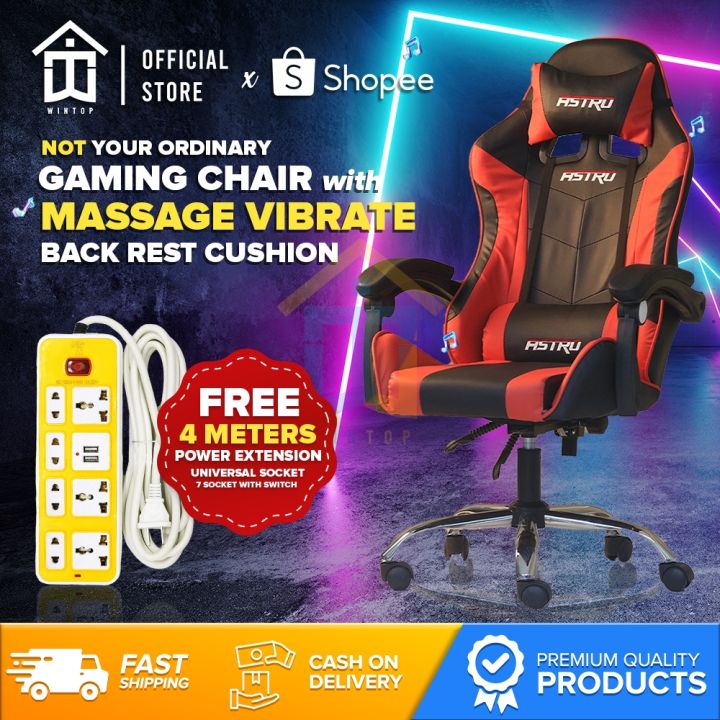 Gaming Ergonomic Office Chair with Head Rest & Mager Cushion Free Power ...
