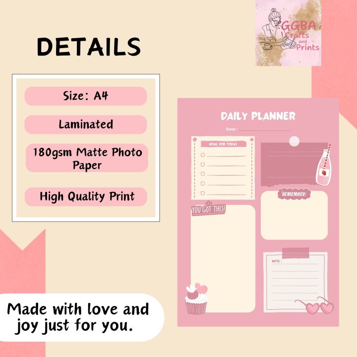 Reusable Daily Planner (Laminated, erasable) A4 Size, Portrait | Lazada PH