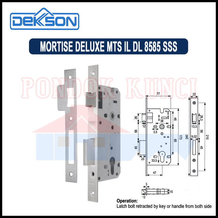Mortise Lockcase Dekkson MTS IL DL 8585 SSS Kunci Pintu Kayu Swing ...