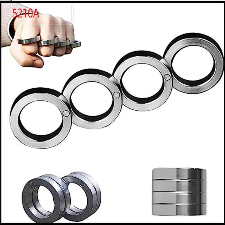 5210A 2/4PCS แบบพกพาได้ แหวนพับได้ เหล็กไร้สนิม เครื่องบีบอัด วงแหวนหมุนคู่ ของใหม่ แหวนตะขอสี่ ...