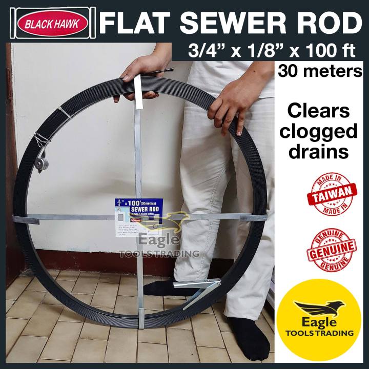 Black Hawk Flat Sewer Rod 3/4 inch x 1/8 inch (thickness) x 100Ft ...