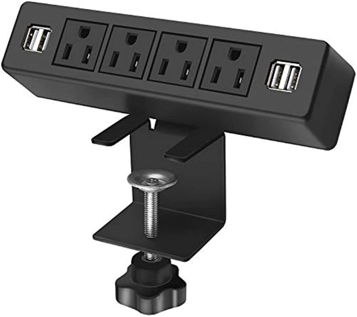 (Local delivery) Desk Clamp Power Strip, 4 Desk Outlets with 4 USB Port ...