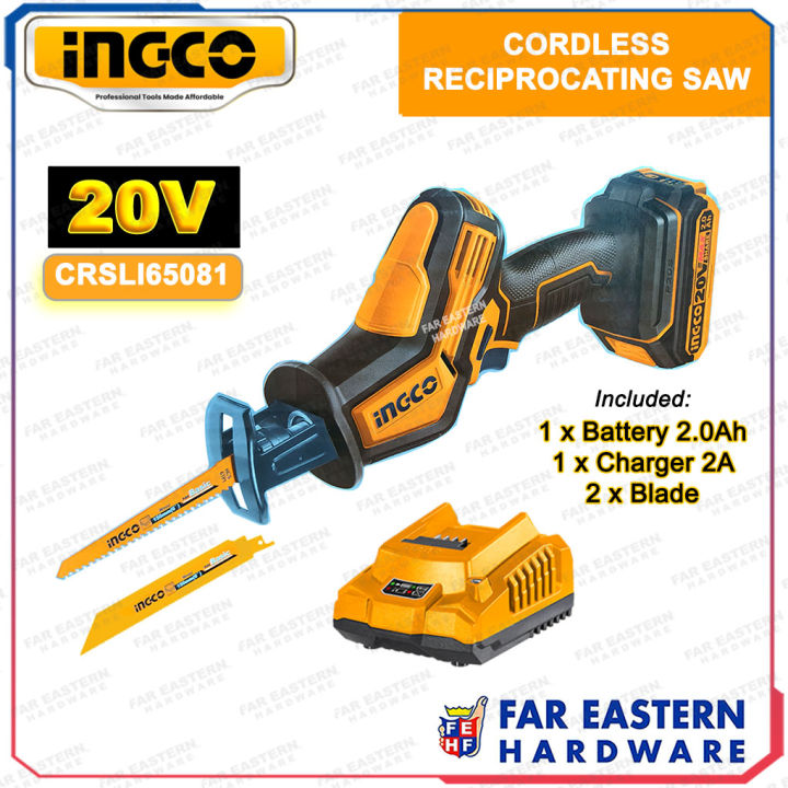 INGCO Cordless Reciprocating Sabre Recip Saw 20V CRSLI6508 | CRSLI65081 ...
