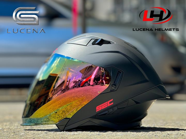 SEC Refined Brand Half Face Dual Visor Helmet with Free Extra Clear ...