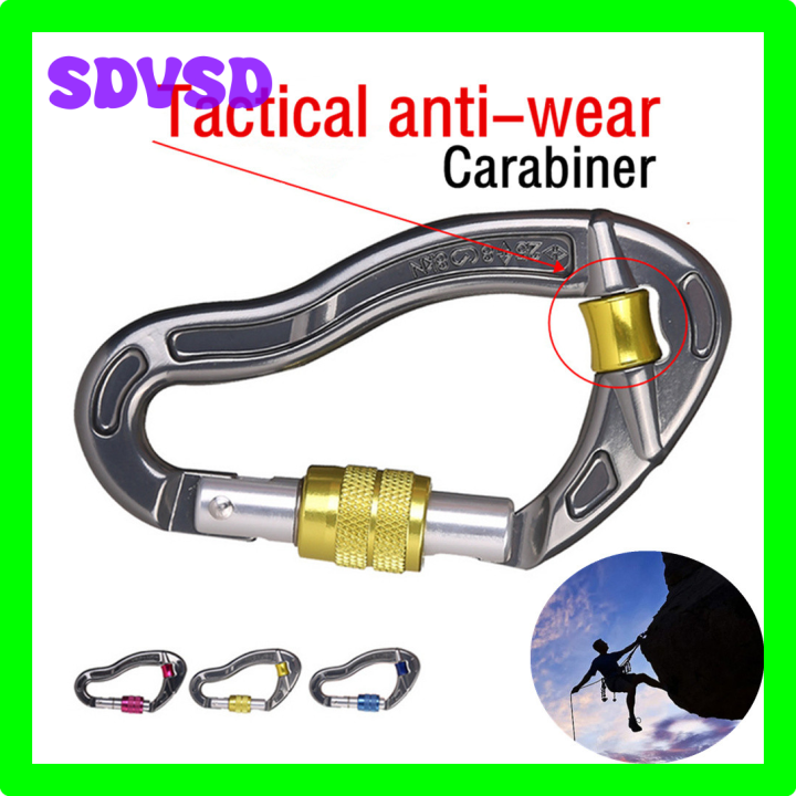 SDVSD D-shape Climbing Carabiner Screw Lock Protection Rock Climbing ...