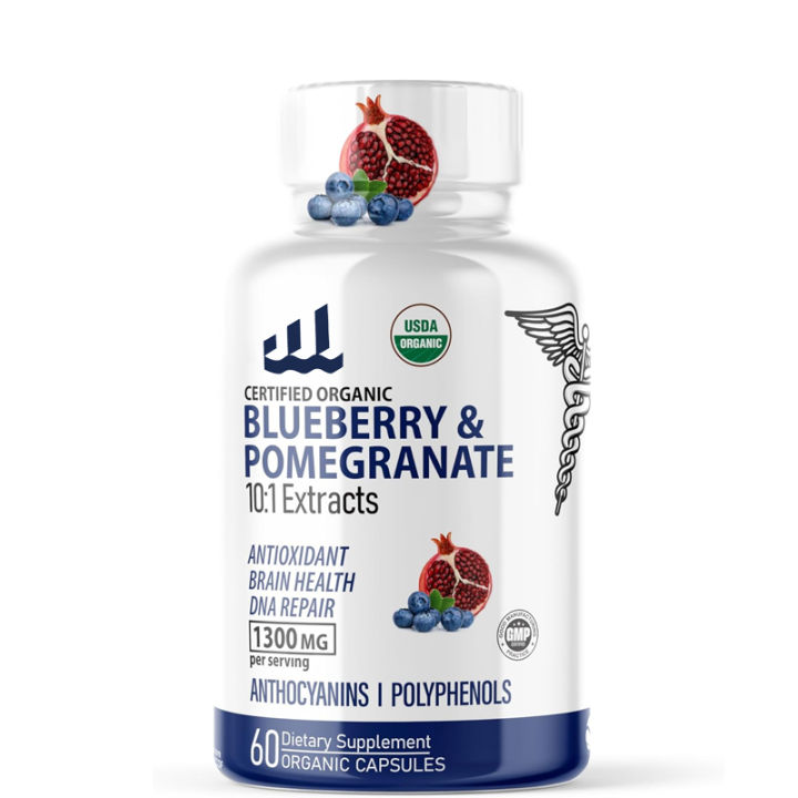 Organic Blueberry Pomegranate Supplement 1300mg - Organic Blueberry ...