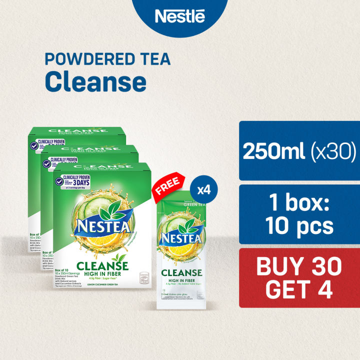 [BUY 30 GET 4] NESTEA Cleanse Green Tea with Fiber 250ml - Pack of 30 | Lazada PH