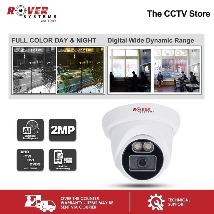 Rover Systems 2.0MP 1080P 4 in 1 Dome Indoor Day & Night Full Color ...